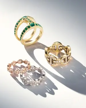 Hoorsenbuhs 18k Yellow Diamond Tri Link Ring