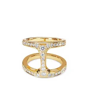 Hoorsenbuhs 18k Yellow Diamond Double Row Phantom Ring