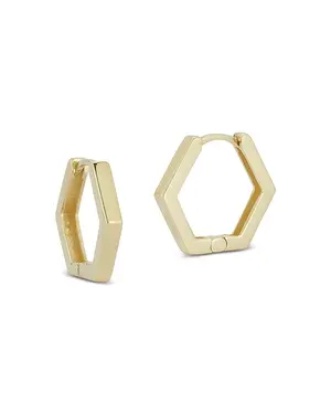 MOON & MEADOW 14k Yellow Octagon Huggie Earrings - Gold