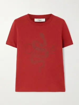 Chloé Printed Cotton-jersey T-shirt