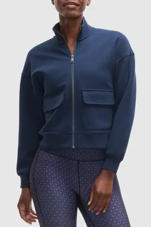 PELOTON Tech Double Knit Full Zip Jacket - Deep Navy