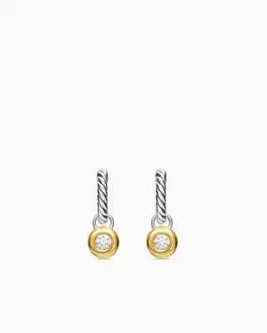 David Yurman Petite Cable Huggie Drop Earrings - Diamond