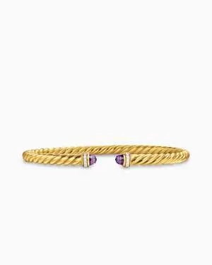 David Yurman 18k Yellow Gold Cablespira Flex Bracelet - Amethyst