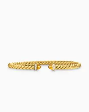 David Yurman 18K Yellow Gold Cablespira Flex Bracelet Citrine