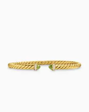 David Yurman 18K Yellow Gold Cablespira Flex Bracelet Peridot