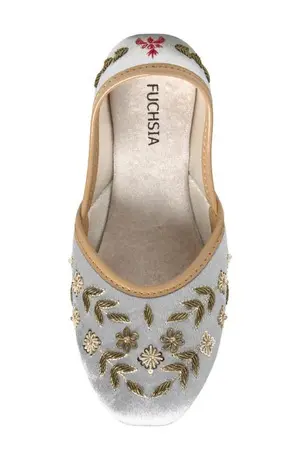 FUCHSIA Nawal Embroidered Flat - Gray