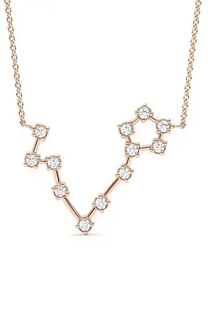 HAUTECARAT Pisces Constellation Lab Created Diamond Pendant Necklace - 18k Rose Gold