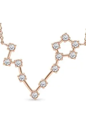 HAUTECARAT Pisces Constellation Lab Created Diamond Pendant Necklace - 18k Rose Gold