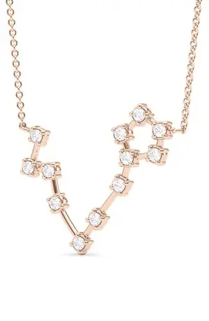 HAUTECARAT Pisces Constellation Lab Created Diamond Pendant Necklace - 18k Rose Gold