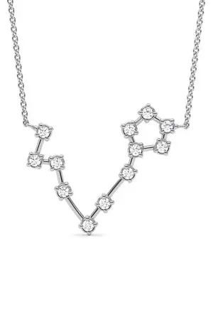 HAUTECARAT HauteCarat Pisces Constellation Lab Created Diamond Pendant Necklace 18k White Gold