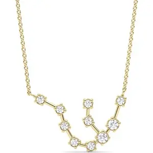 HAUTECARAT Aquarius Constellation Lab Created Diamond Pendant Necklace - 18k Yellow Gold