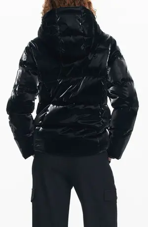 Desigual Faux Patent Leather Padded Jacket