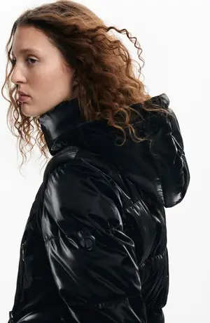 Desigual Faux Patent Leather Padded Jacket