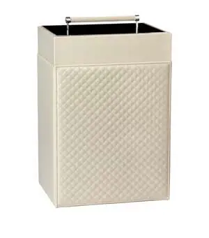 RIVIERE Quilted Leather Laundry Basket - Ivory