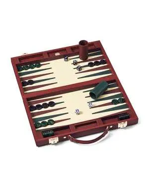 ASPINAL OF LONDON 15-inch Pebbled Leather Backgammon Set