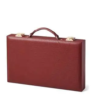 ASPINAL OF LONDON 15-inch Pebbled Leather Backgammon Set