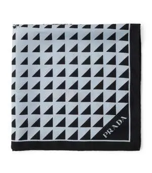 Prada Silk Twill Car-print Scarf Black