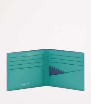 BVLGARI Leather Bifold Wallet - Blue