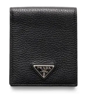 Prada Leather Triangle Wallet - Black