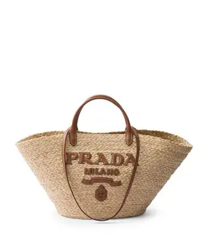 Prada Raffia And Leather Top-handle Bag
