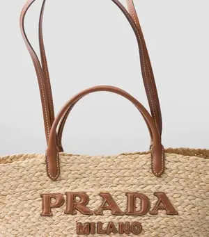 Prada Raffia And Leather Top-handle Bag