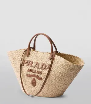 Prada Raffia And Leather Top-handle Bag