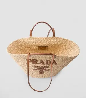 Prada Raffia And Leather Top-handle Bag