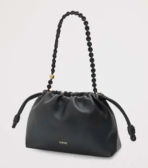 Loewe Medium Leather Flamenco Purse - Black