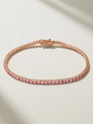 ROXANNE FIRST 14-karat Rose Gold Sapphire Tennis Bracelet - Pink