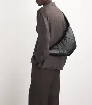 LEMAIRE Medium Nappa Leather Croissant Bag - Black
