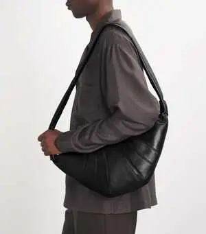 LEMAIRE Medium Nappa Leather Croissant Bag - Black
