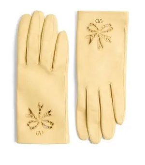 Valentino Garavani Lambskin Gloves With Bow Detail - Ivory