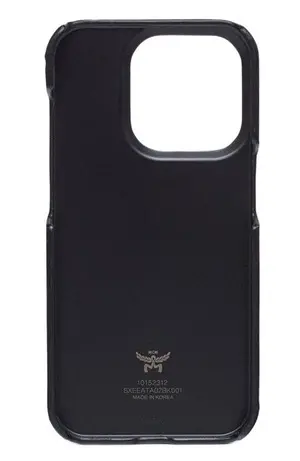 Mcm Iphone 15 Pro Case W/ Airpods Pro Charm In Maxi Visetos