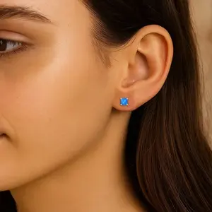 DONATELLO GIAN Sterling Silver Created Opal Stud Earrings - Blue