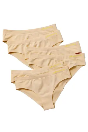 YELLOWBERRY 6pk Seamless Bikini Underwear With Bonded Seam - Doe
