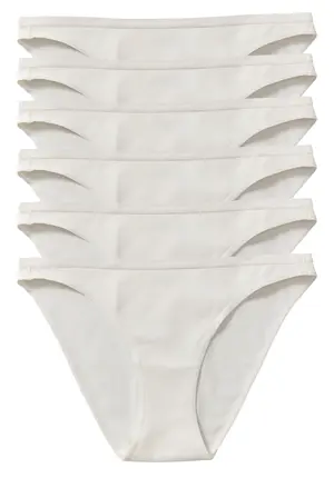 YELLOWBERRY Petal Pima Cotton Bikini Underwear 6pk - White
