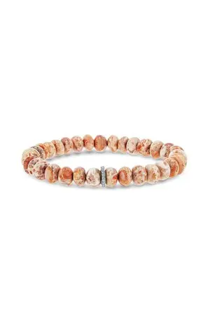 Sheryl Lowe Mexican Fire Opal Bead Bracelet With Diamond Rondelle - Fire Opal / Sterling Silver