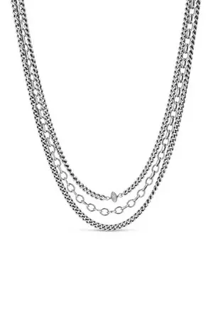 Sheryl Lowe Triple Chain Diamond Necklace - Sterling Silver