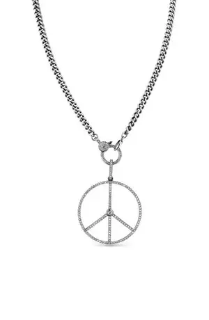 Sheryl Lowe Long Peace Sign Pendant Necklace - Sterling Silver