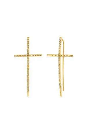 SHERYL LOWE Sheryl Lowe Diamond Cross Spike Earrings