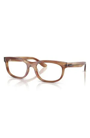 Ray-ban 56mm Oval Optical Glasses - Striped Brown