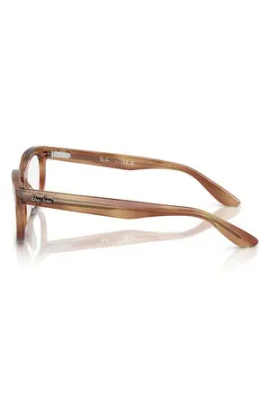 Ray-ban 56mm Oval Optical Glasses - Striped Brown