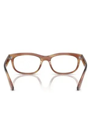 Ray-ban 56mm Oval Optical Glasses - Striped Brown
