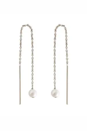 ASTOR & ORION Paloma Pearl Threader Earrings - Silver