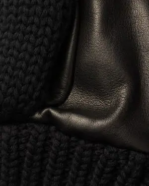 Prada Wool And Nappa Leather Gloves - Black