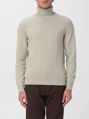 BOSS Turtleneck Sweater With Logo Patch - Beige