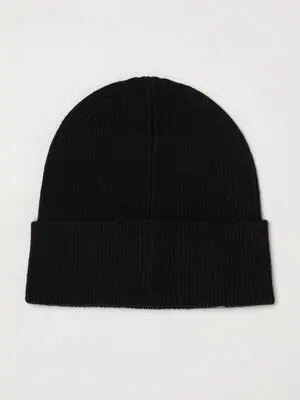 BOSS Ribbed Wool-blend Knit Beanie Hat With Embroidered Logo - Black