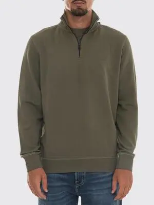 BOSS Cotton Turtleneck Jumper With Half-zip Closure - Green