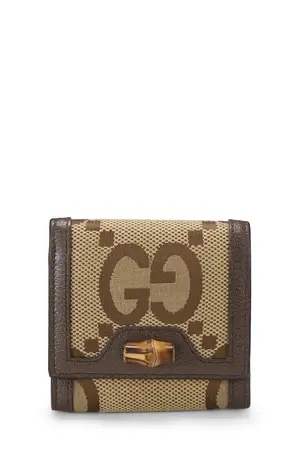 Gucci Jumbo Gg Canvas Diana Compact Wallet - Brown
