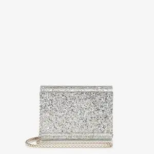 JIMMY CHOO Candy Glitter Acrylic Clutch - Silver